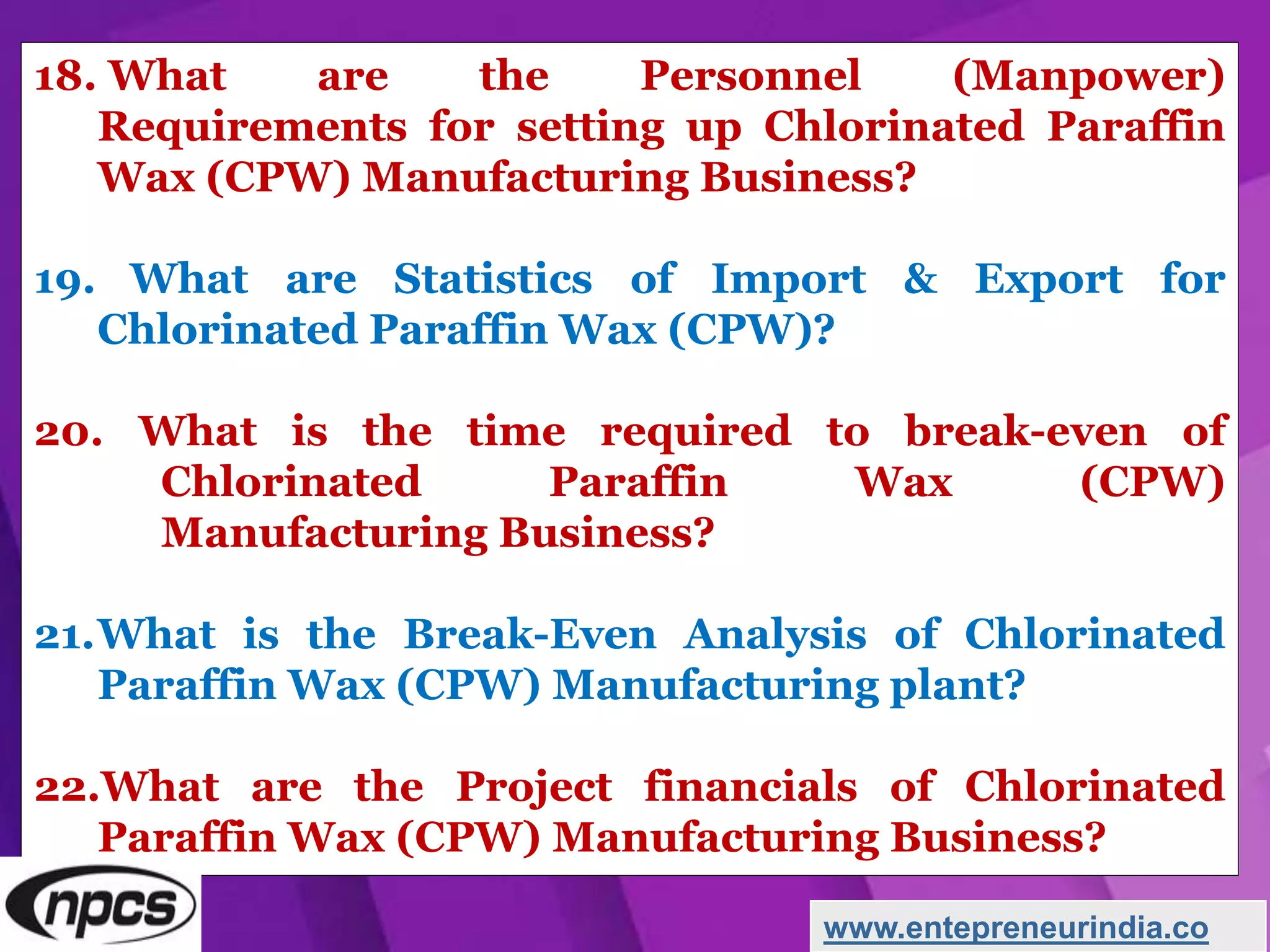 Profitable Business Ideas in Manufacturing of Chlorinated Paraffin Wax ...