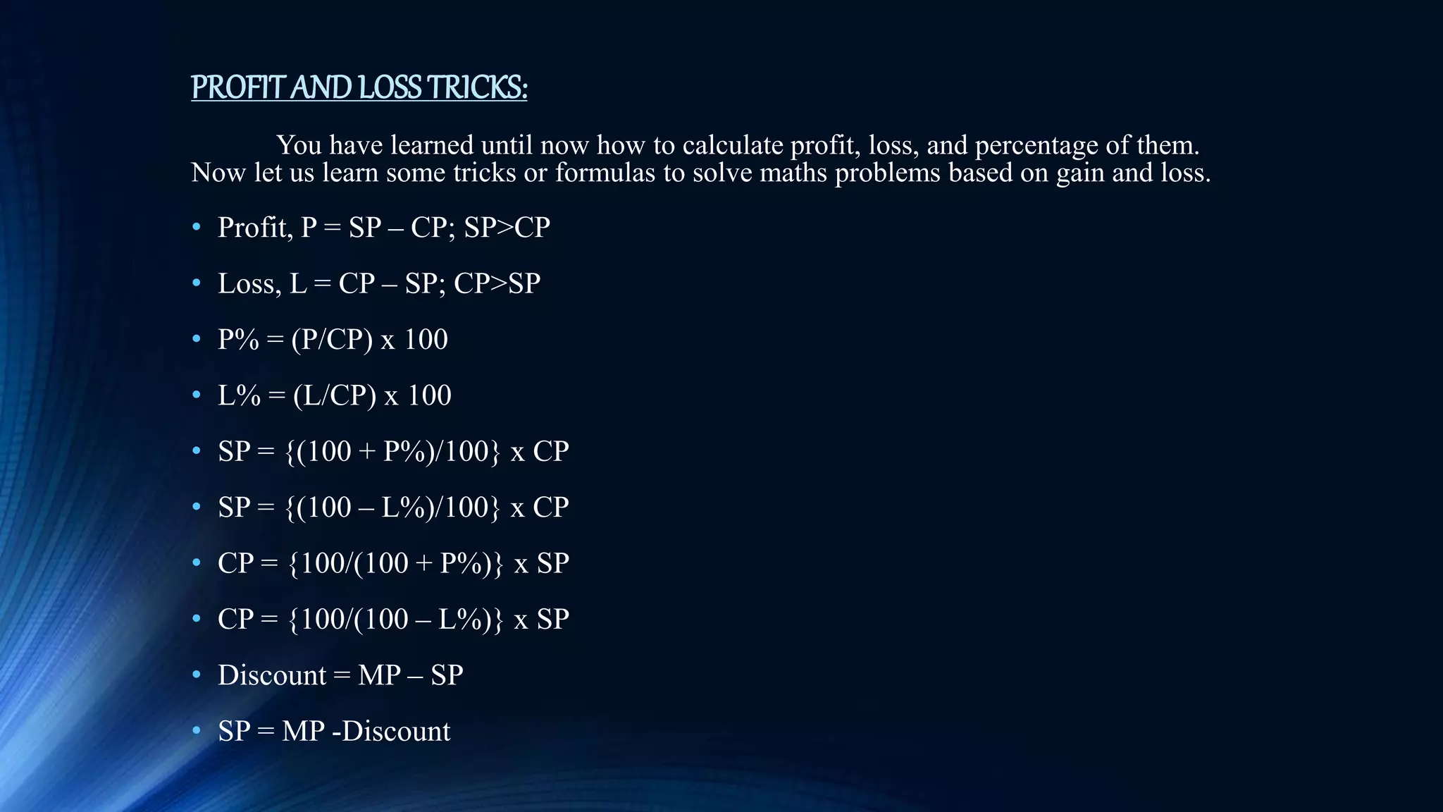 PROFIT AND LOSS | PPTX