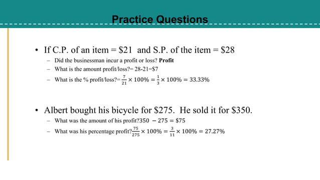 mathematics Profit and Loss slides pptx 1 | PPT