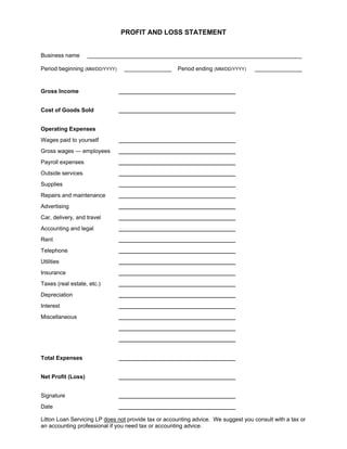 Profit and loss statement | PDF