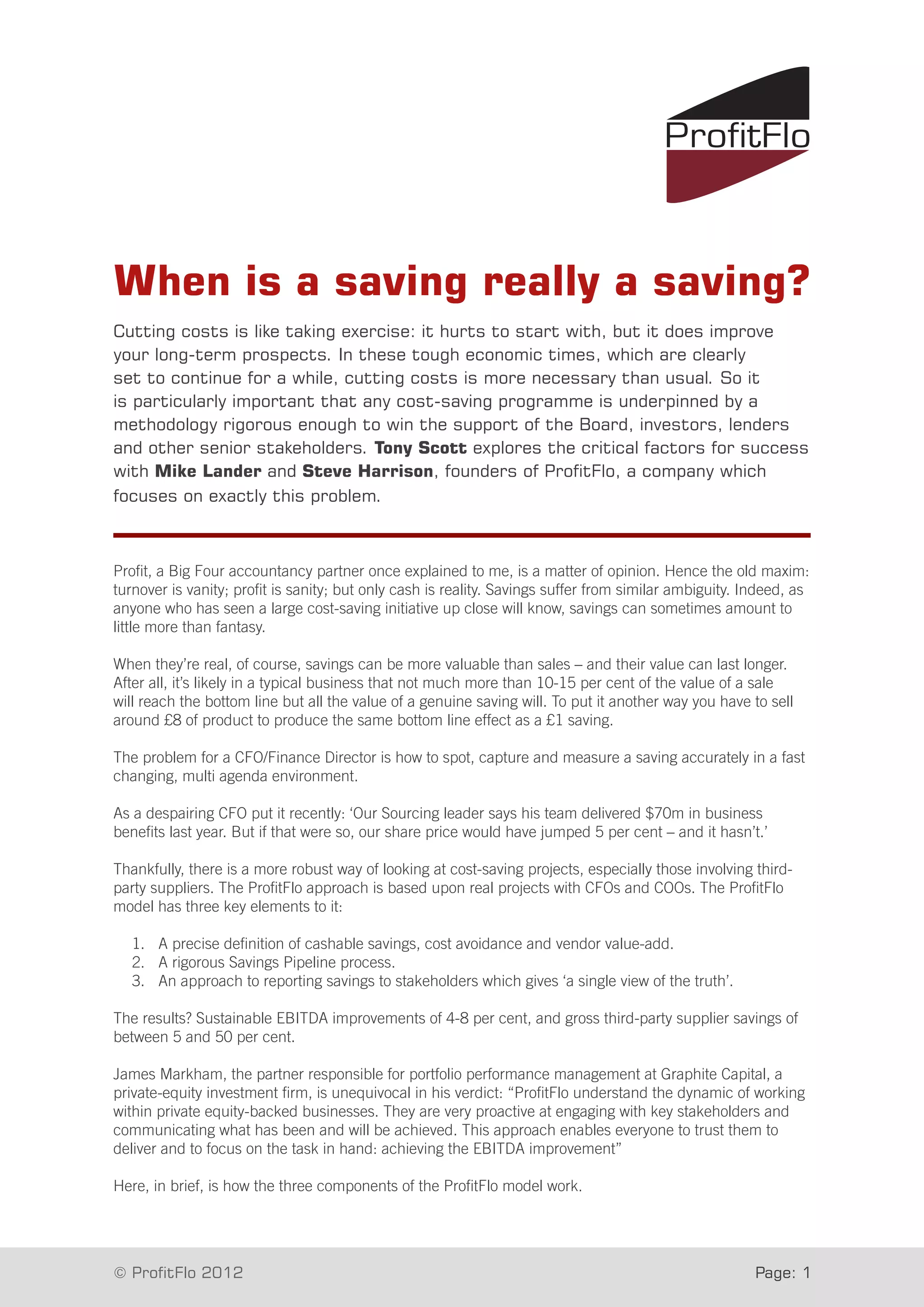 Profitflo Savings Approval | PDF