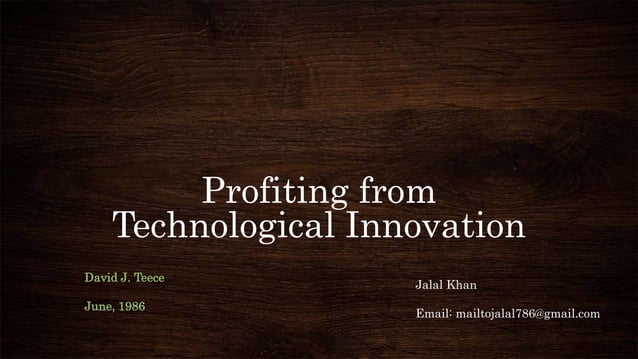 Profiting from technological innovation ppt | PPT Profiting from technological innovation ppt | PPT