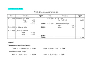 PARTNERSHIP ACCOUNTS - Profit & Loss Appropriation account | DOCX