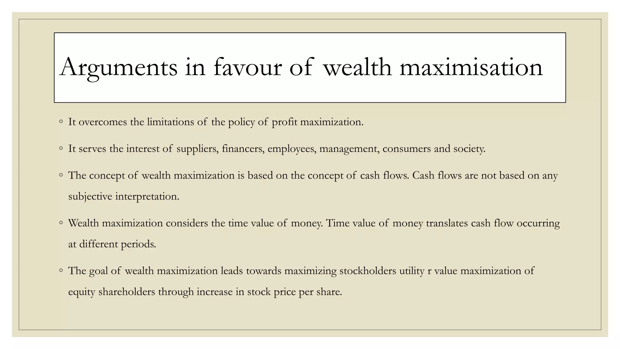 Profit maximisation vs wealth maximisation | PPTX