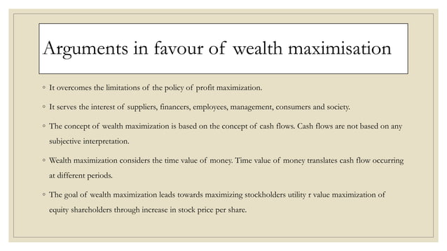 Profit maximisation vs wealth maximisation | PPTX