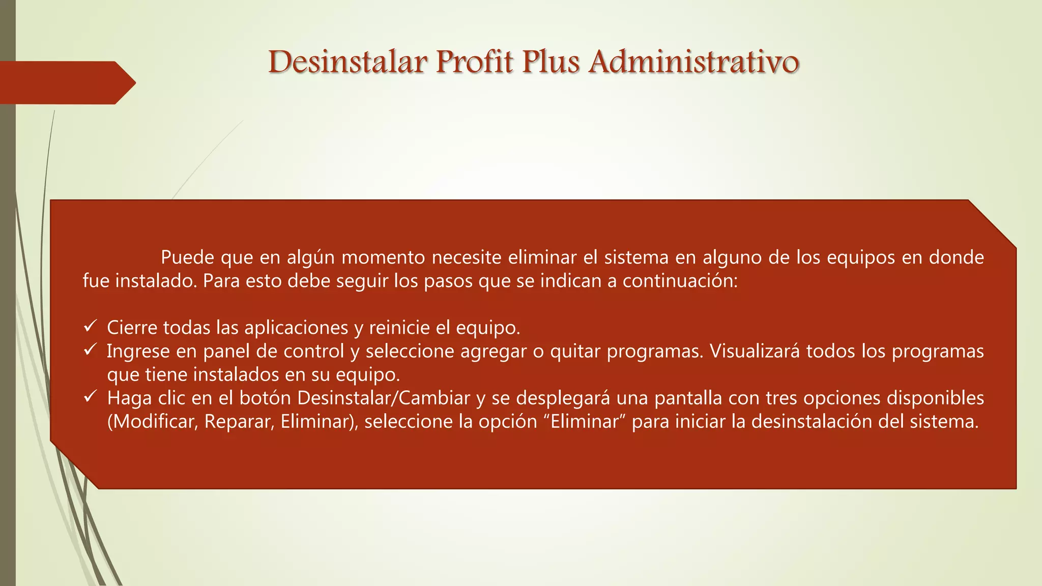 MANUAL DE USO DEL PROFIT PLUS | PPTX