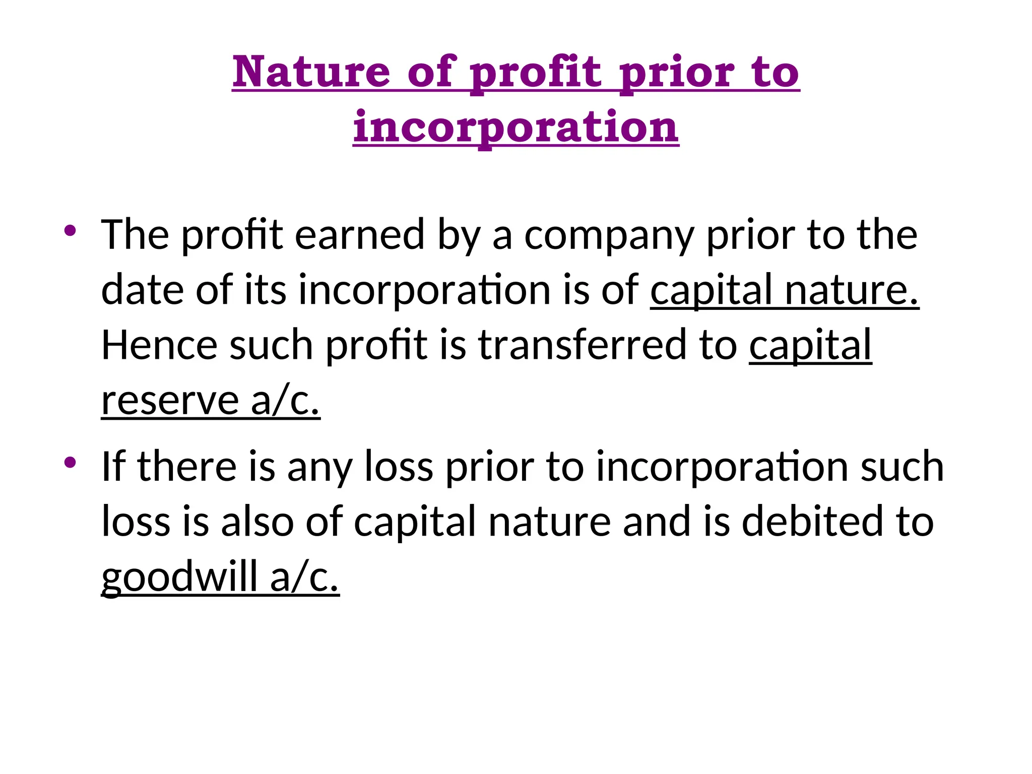 profit prior to incorporation of business | PPT
