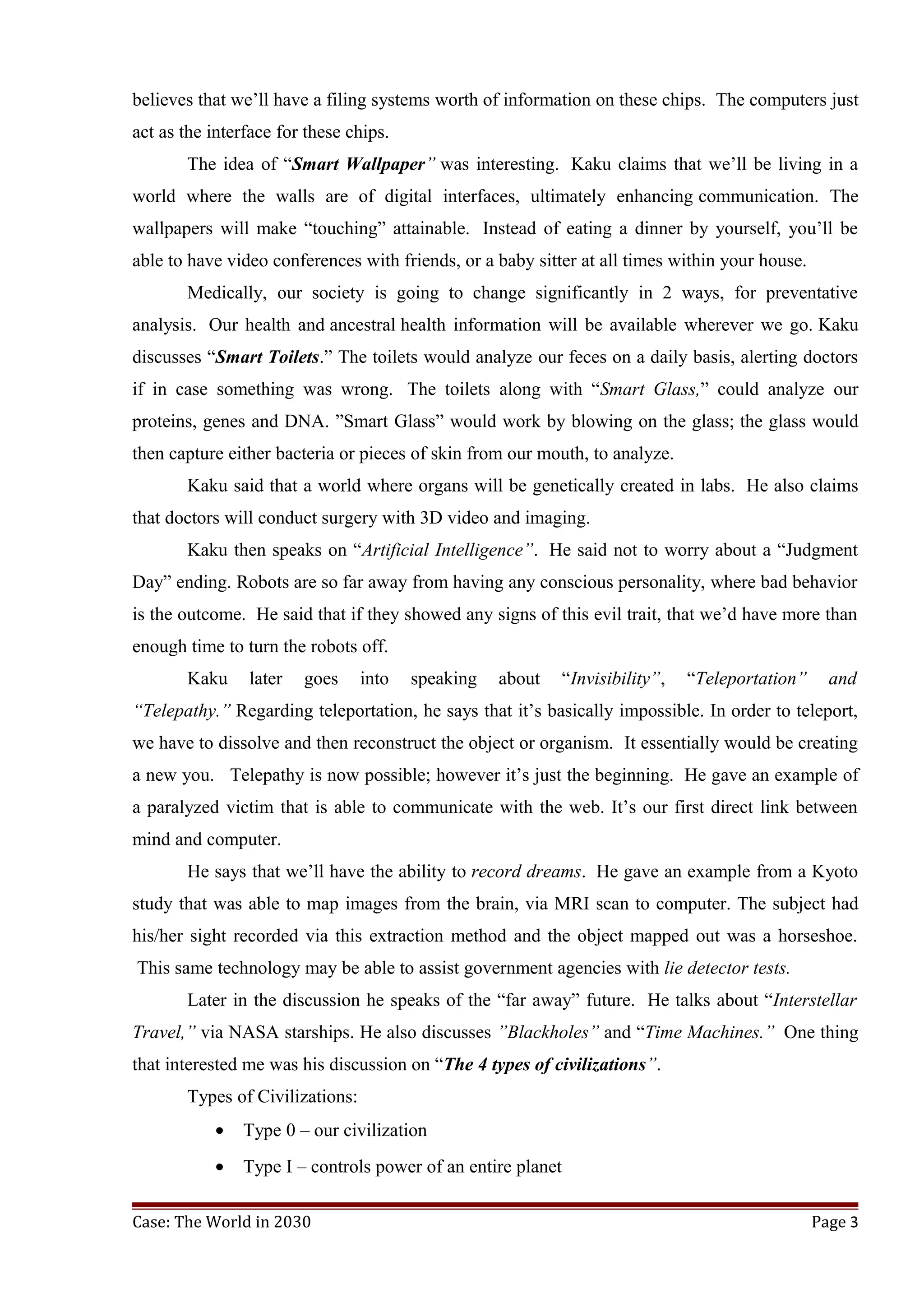 Prof kaku the world in 2030 Via Effendi Ibnoe | DOC