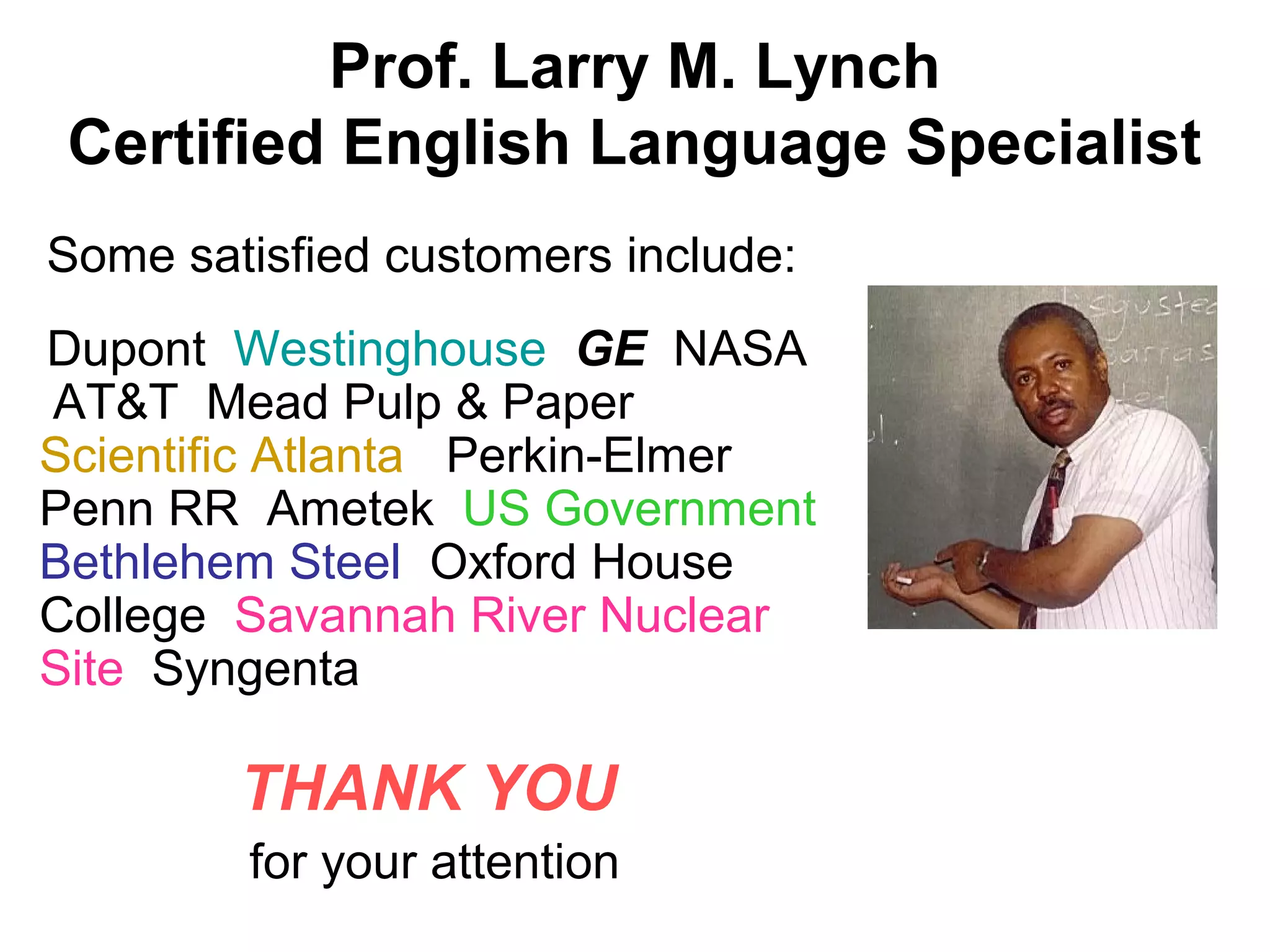 Prof Larry M. Lynch ed s presentation | PPT | Free Download