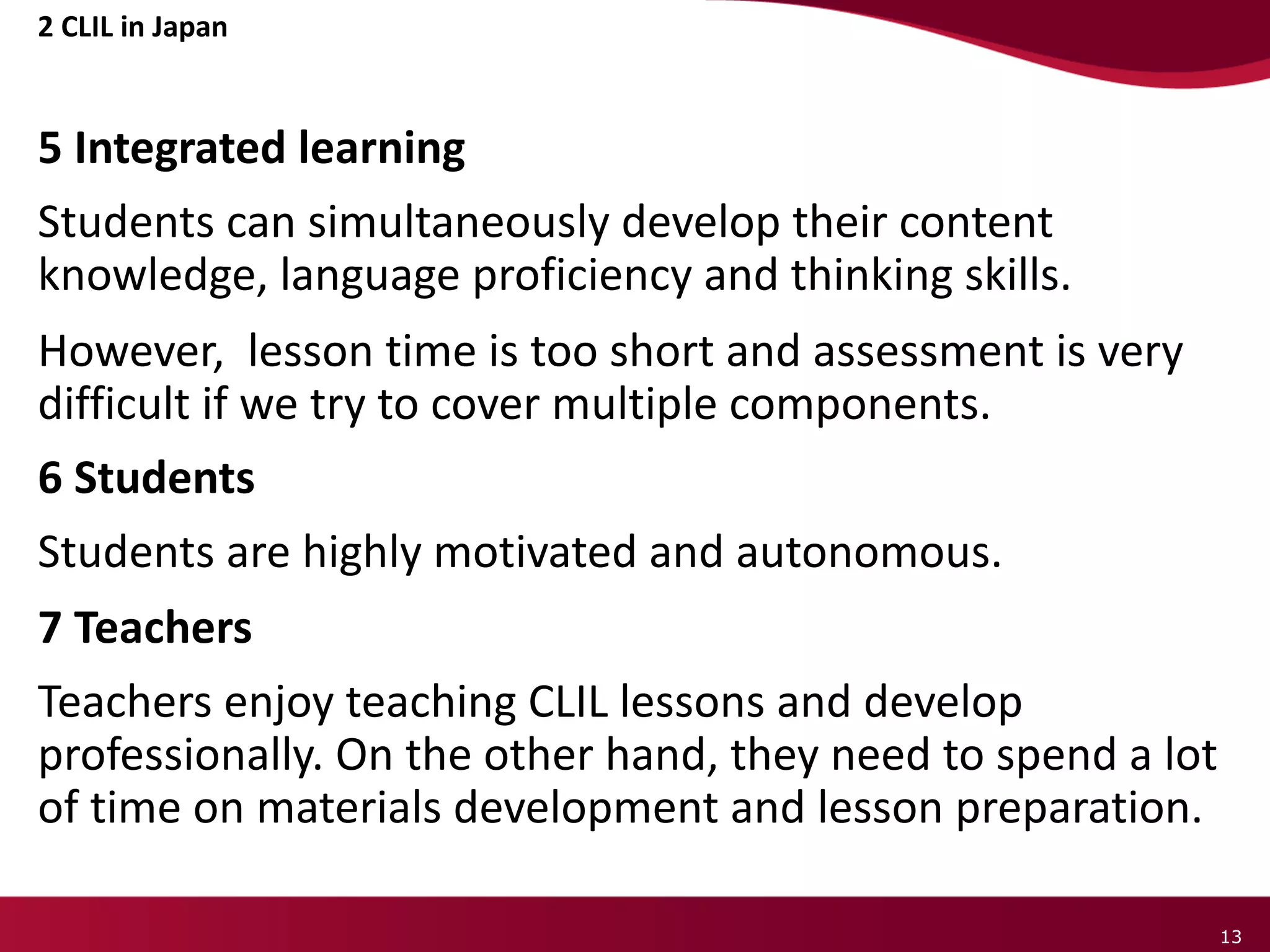 CLIL in general and CLIL in Japan Principles, types and implementations ...