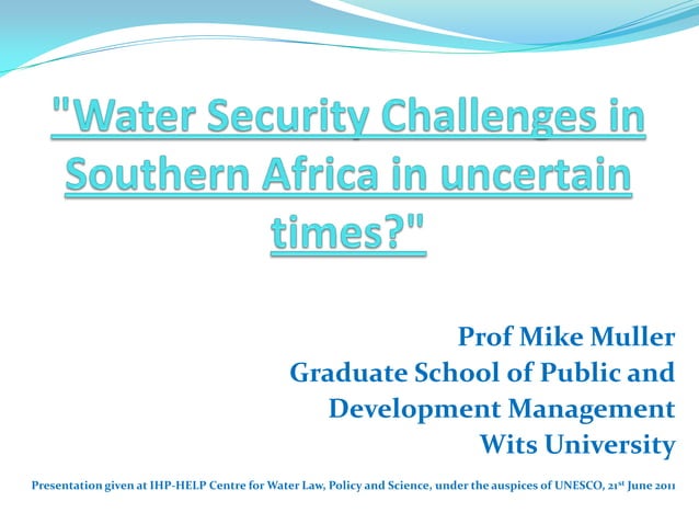 water security presentation jun 2011 | PDF | Africa Travel | Travel ...