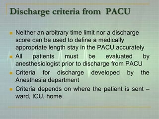 Prof mridul panditaro post anaesthesia care unit | PPT