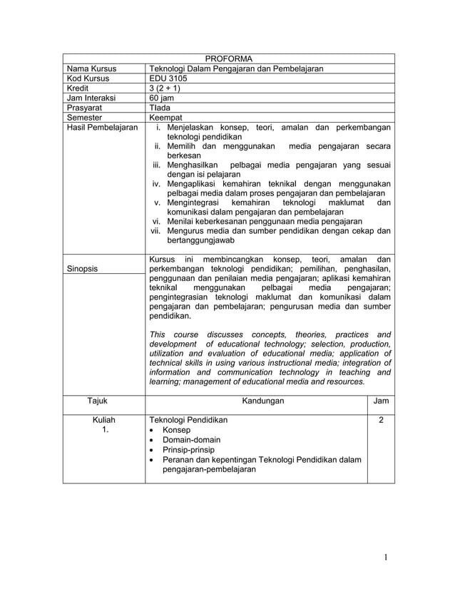 Proforma edu3105 | PDF