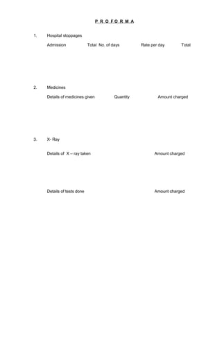 Proforma for reimbursement of medical expenses by esic | DOC