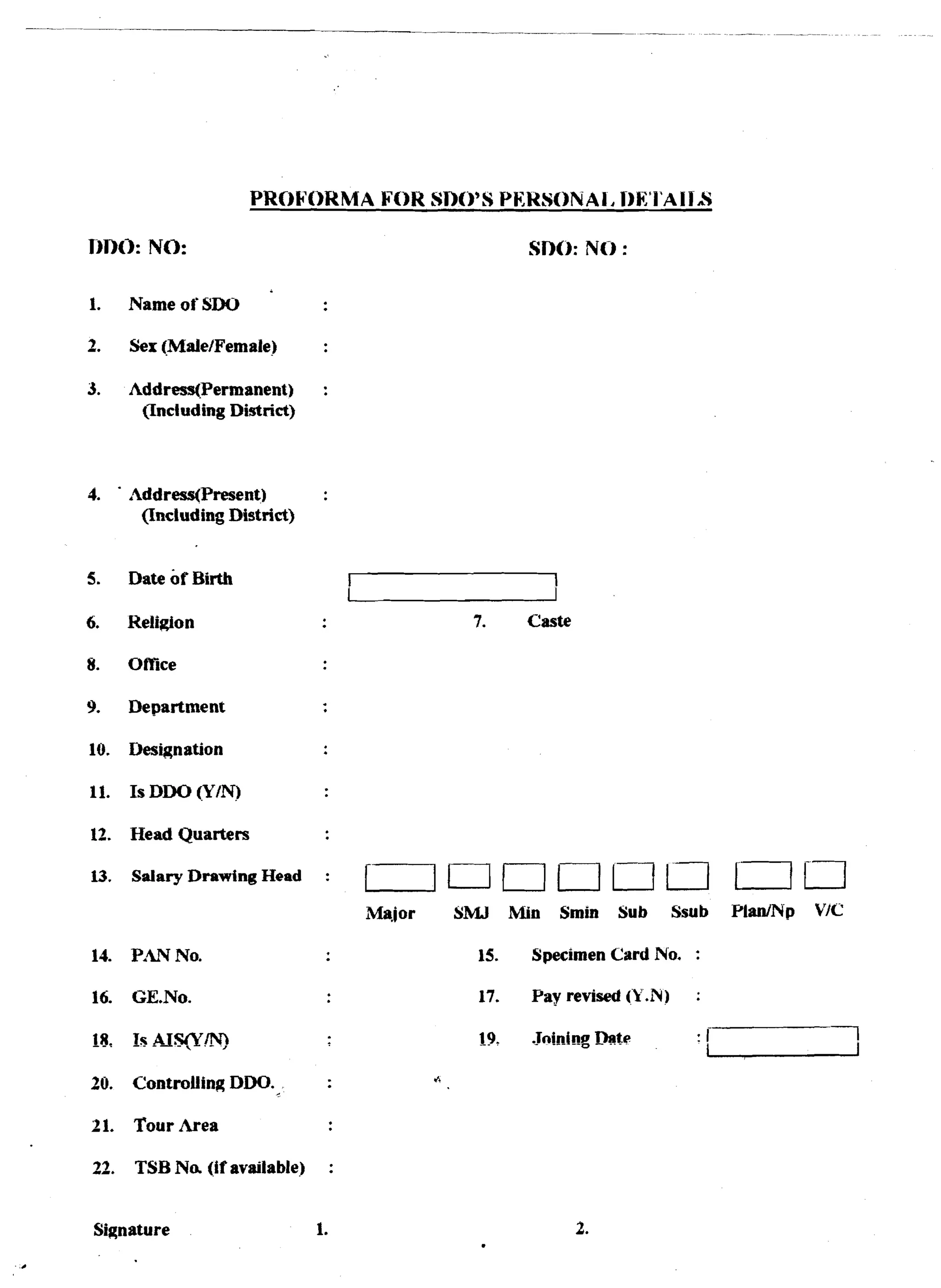 Proforma for sdo | PDF