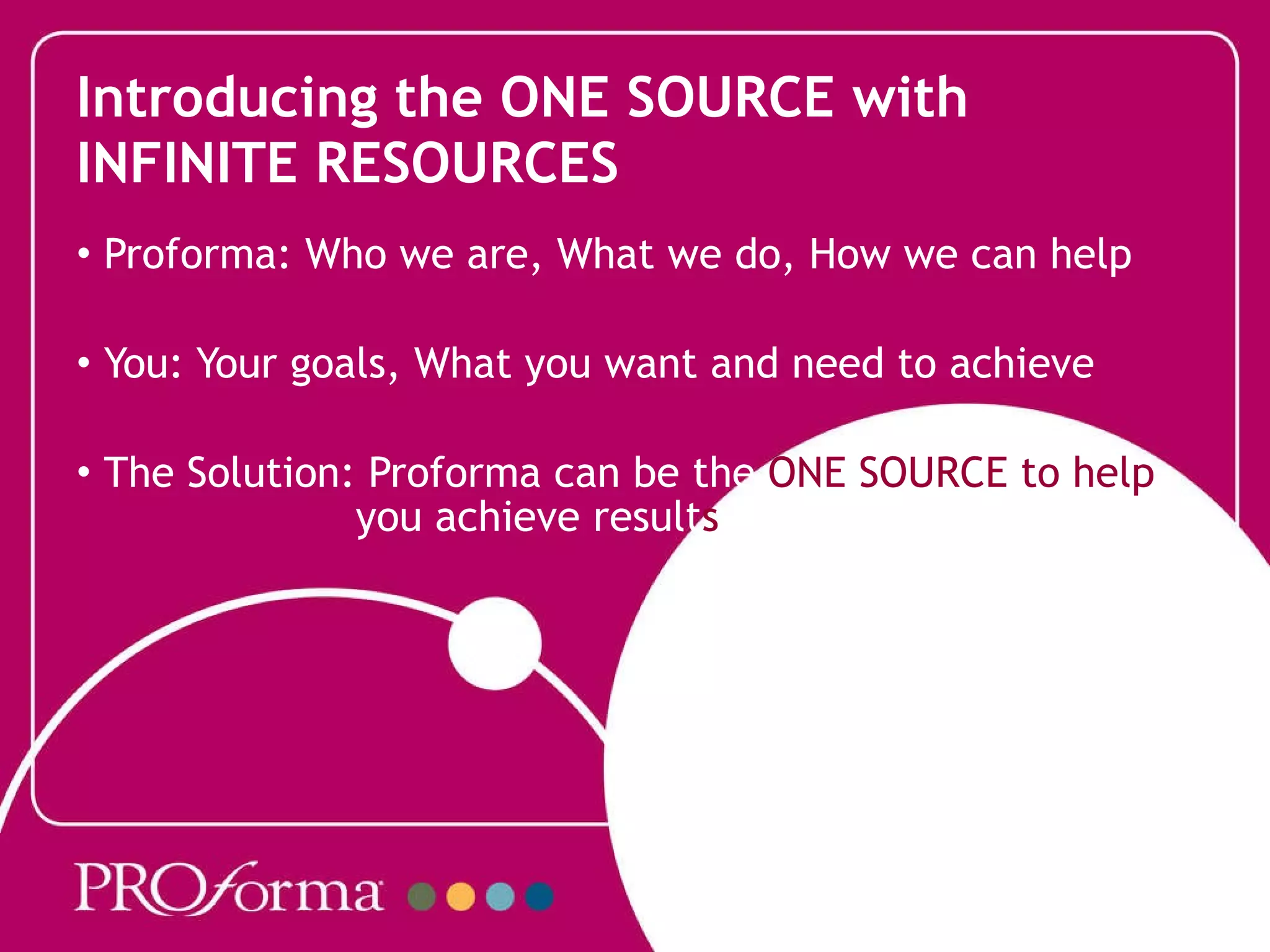 Proforma One Source Infinite Resources | PPT
