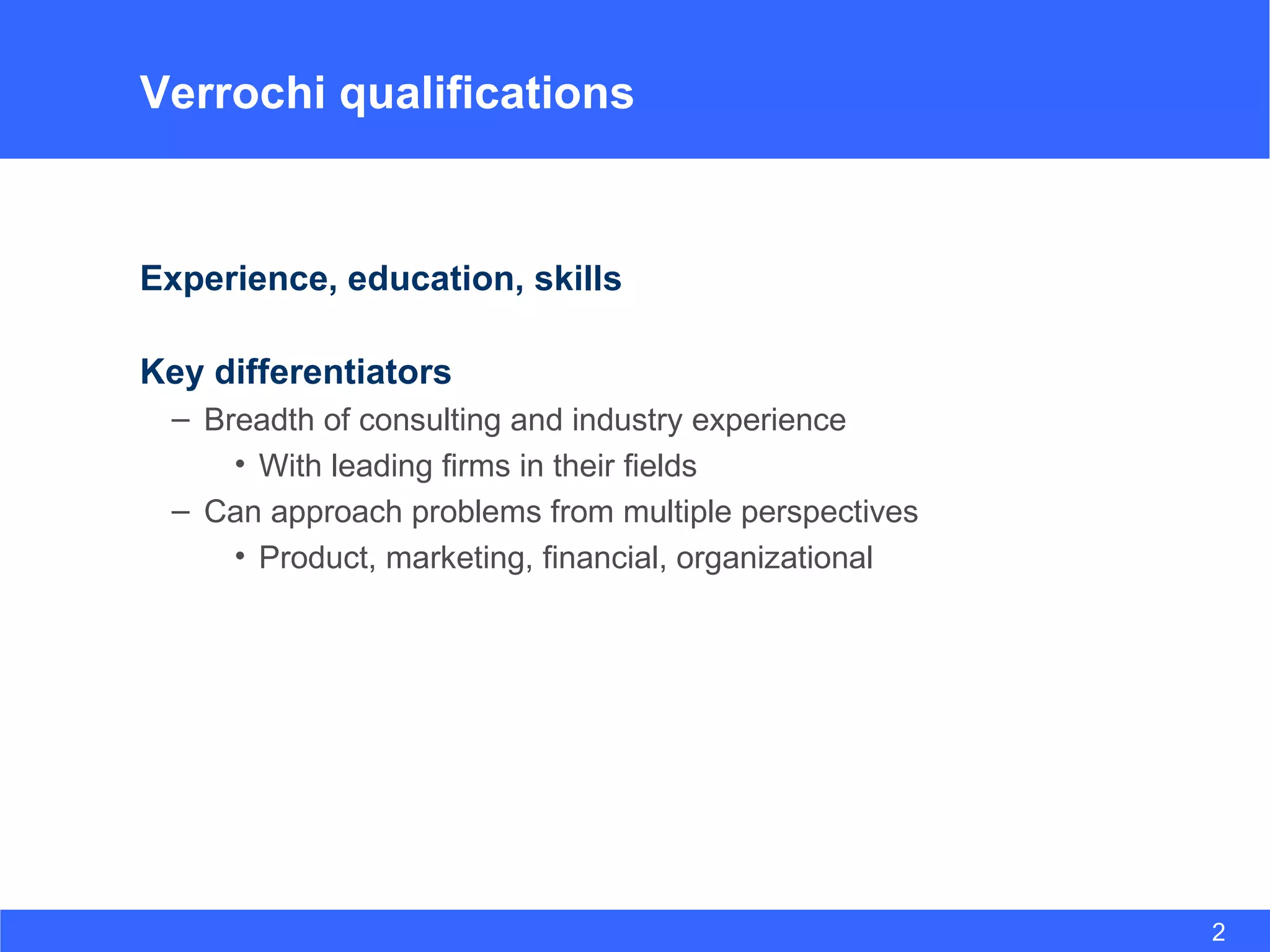 Verrochi professional portfolio | PPT