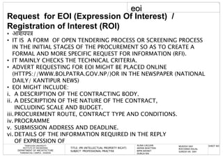 TERMS OF REFERENCE, EOI AND REQUEST FOR PURPOSALS | PPTX | Business | Business and Finance