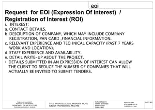 TERMS OF REFERENCE, EOI AND REQUEST FOR PURPOSALS | PPTX | Business ...