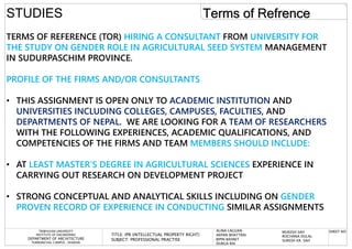 TERMS OF REFERENCE, EOI AND REQUEST FOR PURPOSALS | PPT