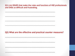 MAJOR CHALLENGES FOR HSE/OSHA PRACTITIONERS: 2015 and BEYOND. (Prof ...