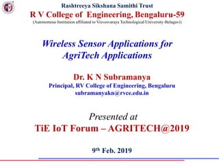 Wireless Sensor Network for AgriTech Applications | PPTX
