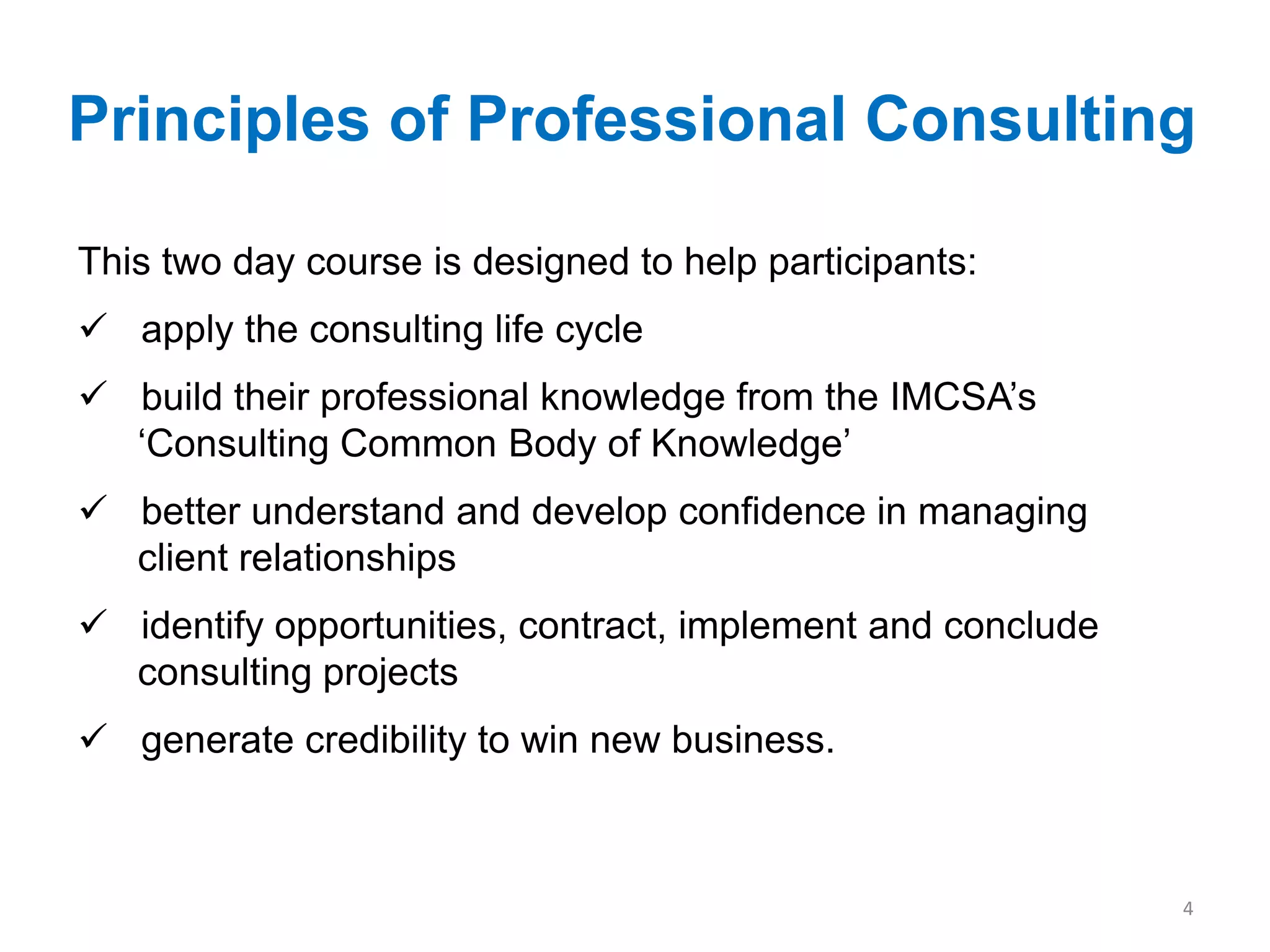 Principles of Professional Consulting Course | PPTX