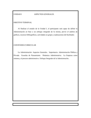 Prog. introducción a la administración. (ciclo general) | DOC