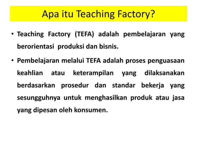 Program Teaching Factory SMK | PPTX