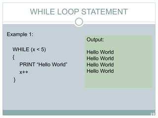 Fundamentals of Programming Chapter 7 | PPT