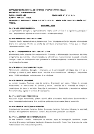PROG. ADMINISTRACIÓN DE 4to. AÑO | DOCX