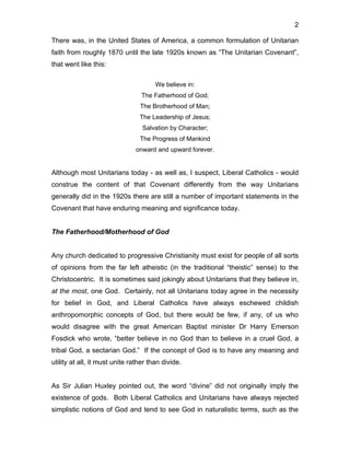 PROGRESSIVE CHRISTIANITY FROM LIBERAL CATHOLIC AND UNITARIAN ...