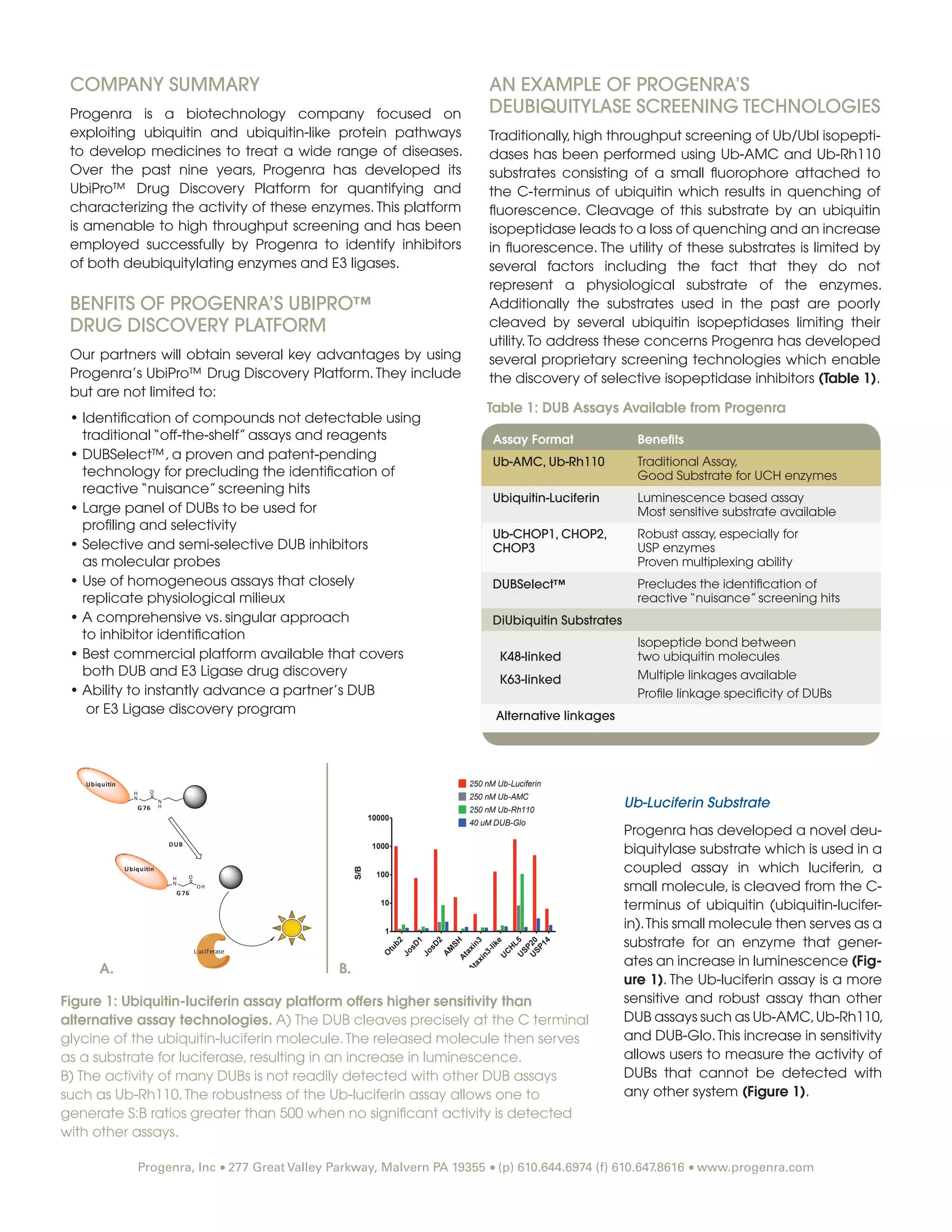 Progenra Ubi Pro Drug Discovery Platform Deubiquitylase | PDF