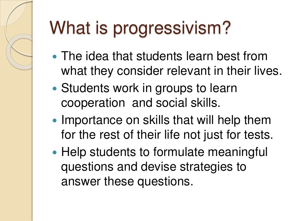 philosophy of education, progressivism