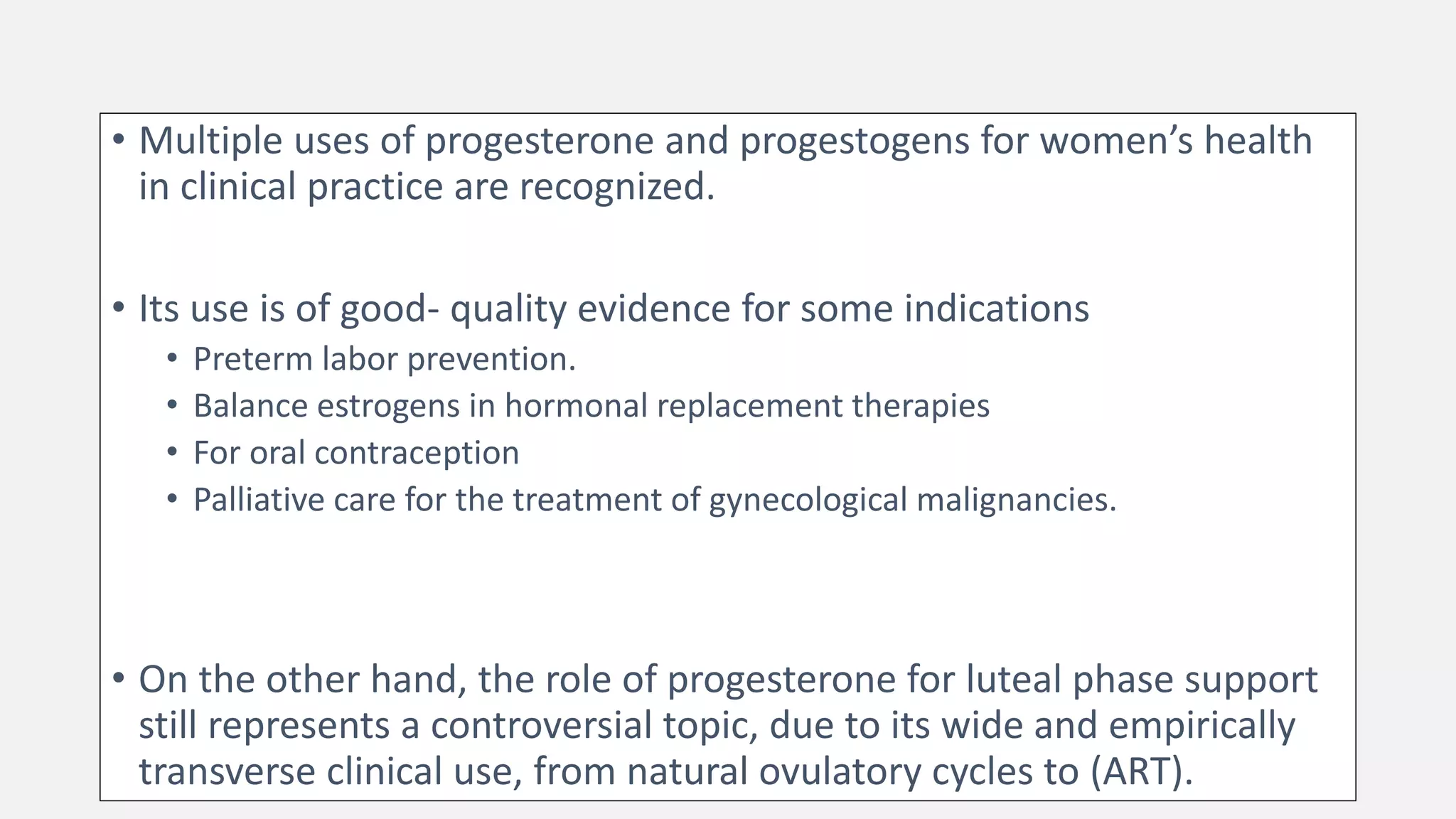 Progesterone and reproduction: Concepts | PPTX