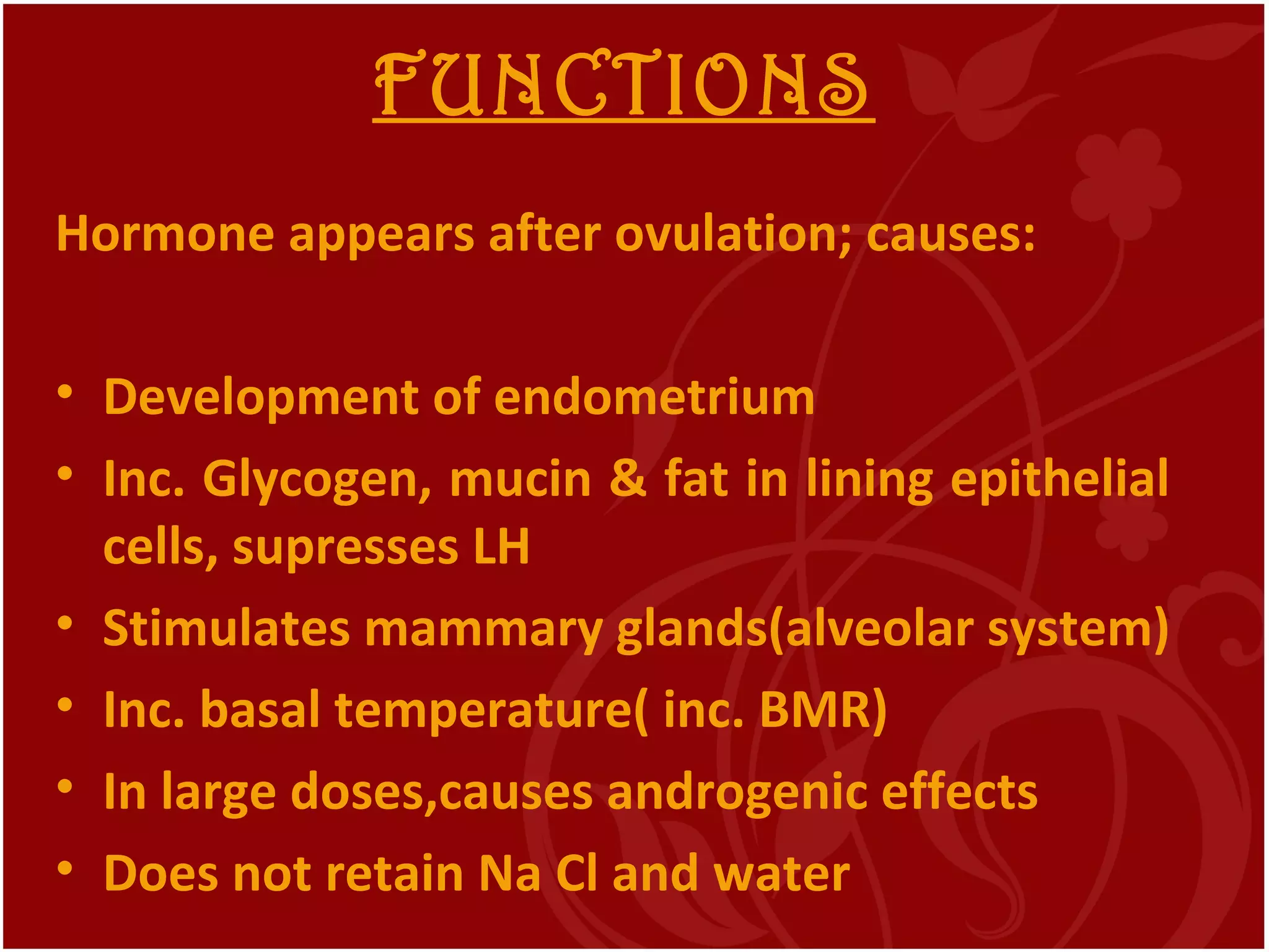 Progesterone functions and applications | PPT