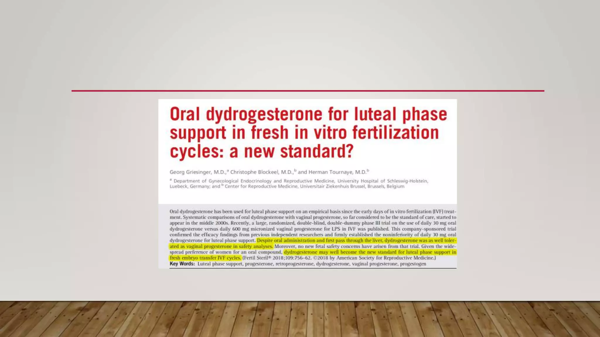 Progesterones role as luteal phase support in art cycles | PPT