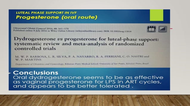 Progesterones role as luteal phase support in art cycles | PPT