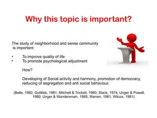 Neighborhood and Sense of Community | PDF