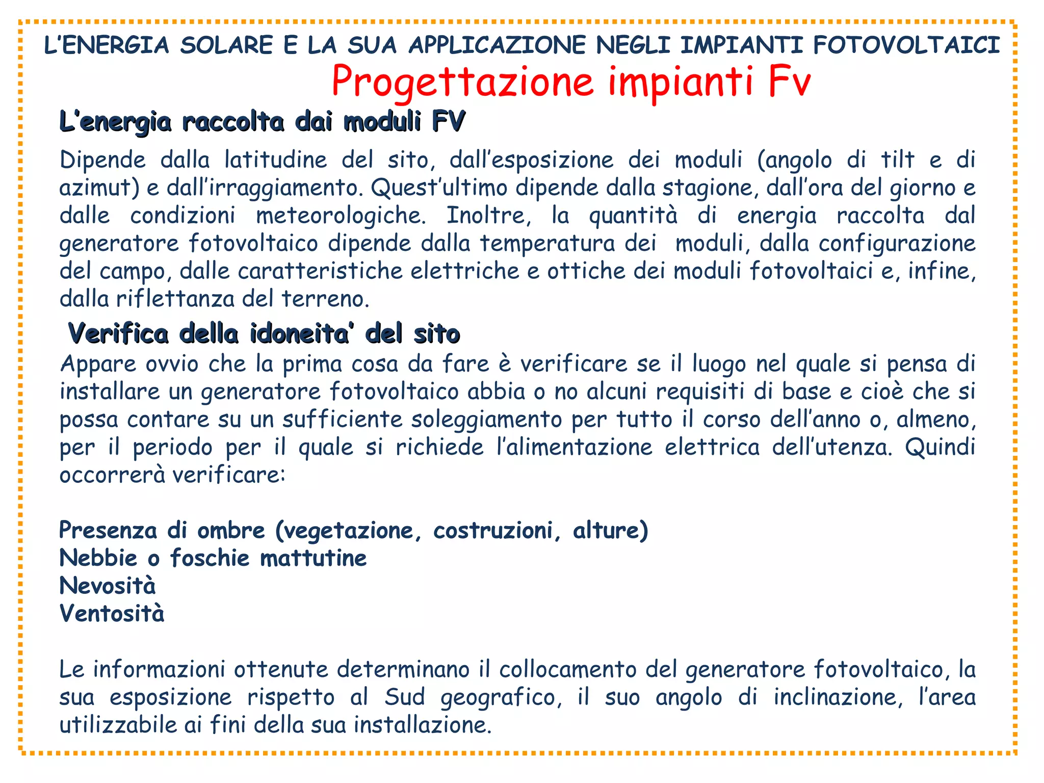 Progettazione pannelli Fotovoltaici | PPT