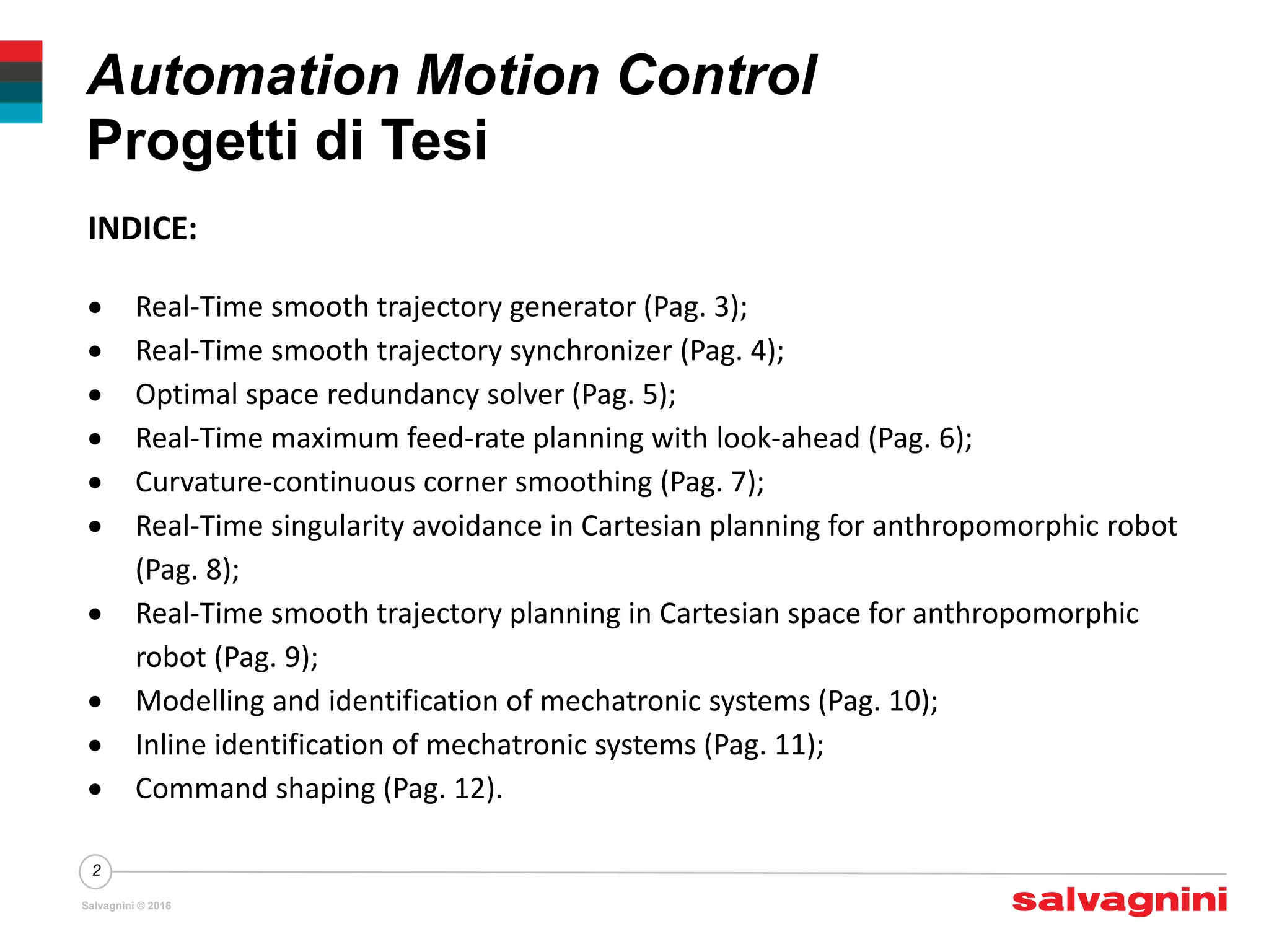 Progetti di tesi Automation Motion Control | PPT