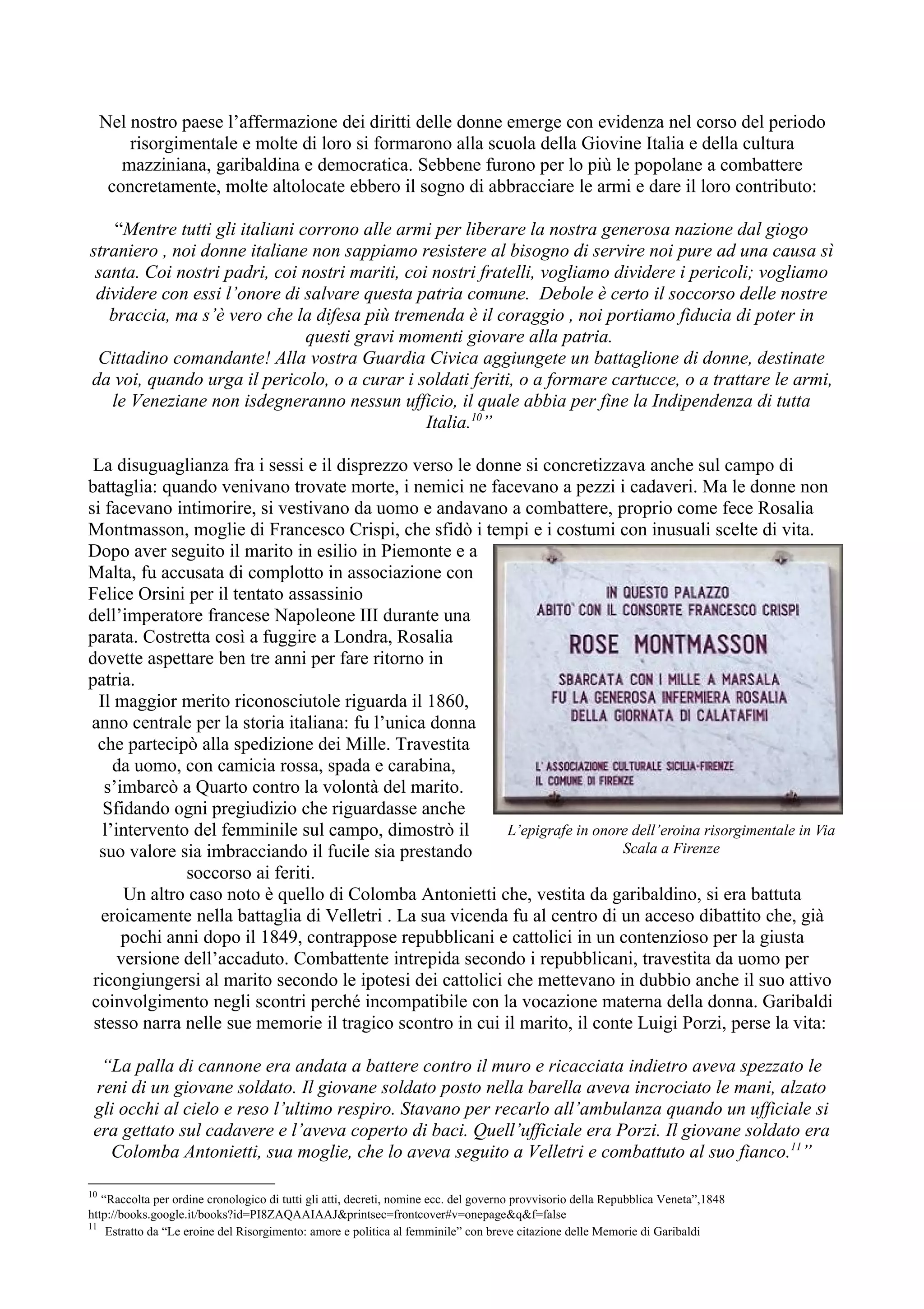 Progetto "Le donne del Risorgimento" | DOC