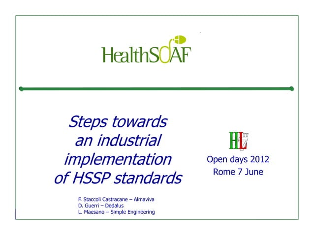 Steps towards an industrial implementation of HSSP standards | PDF ...