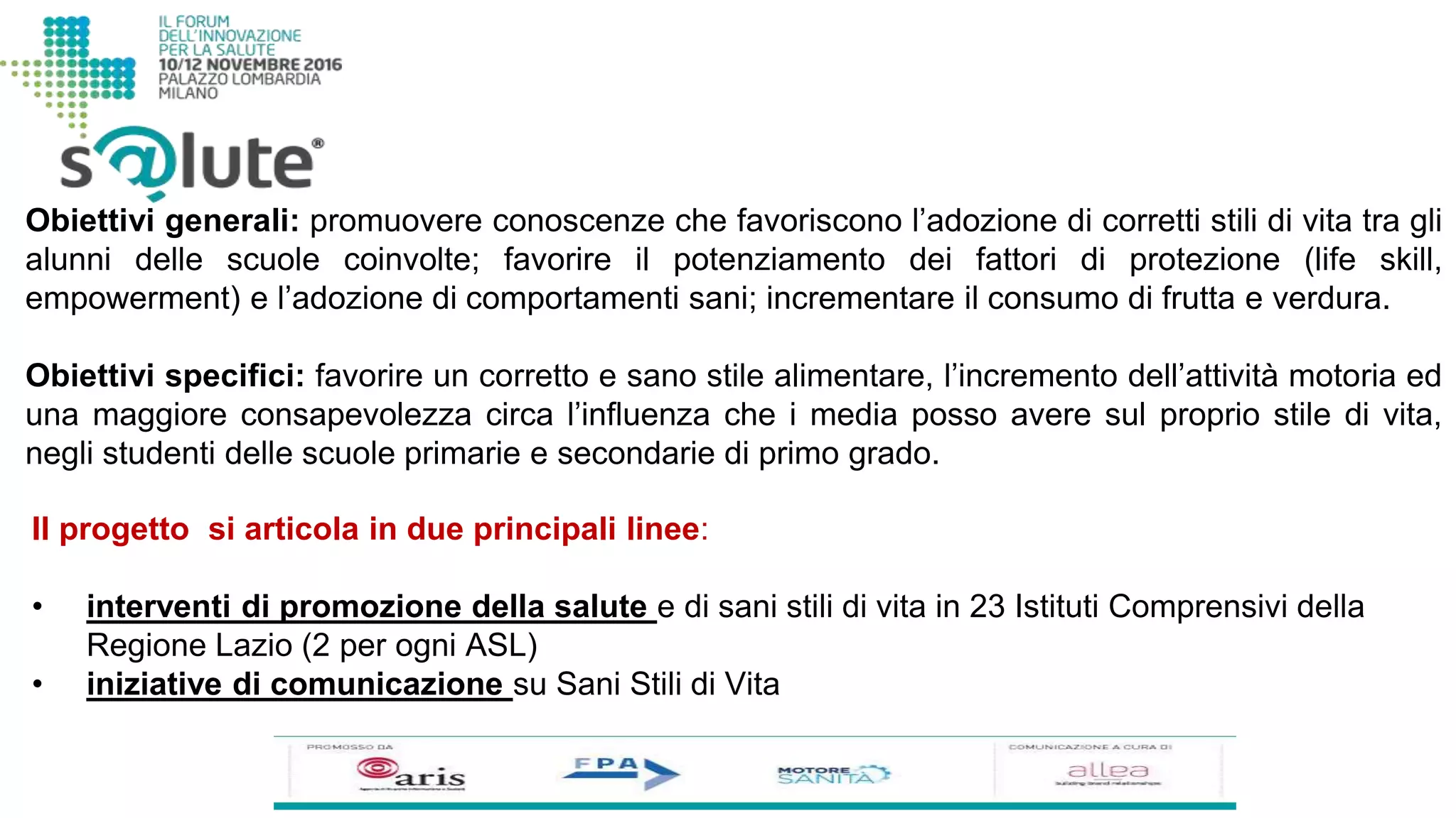 Progetto sano chi_sa_premio innova s@lute2016 | PPTX