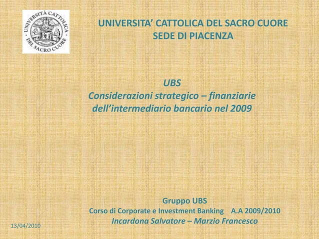 Progetto UBS | PPT