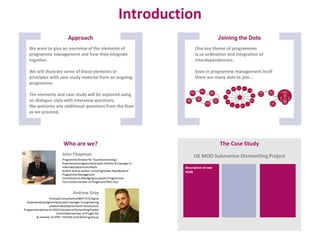 APM Presents - Joining the dots - Programme Management in action | PPT