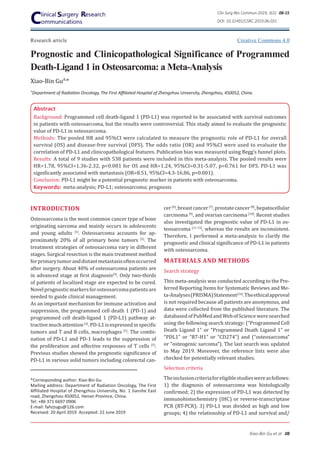 Prognostic and clinicopathological significance of programmed death ligand 1 in osteosarcoma; a ...