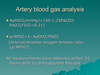 Prognostic Role Of Aa Do2 In Acute Pulmonary Embolism | PPT
