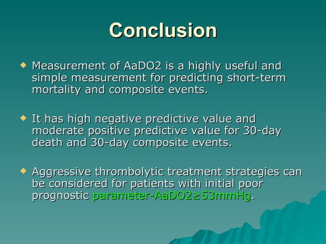 Prognostic Role Of Aa Do2 In Acute Pulmonary Embolism | PPT