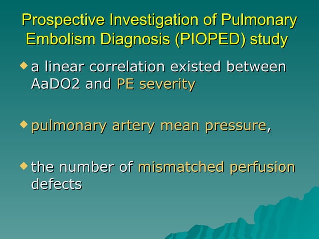 Prognostic Role Of Aa Do2 In Acute Pulmonary Embolism | PPT